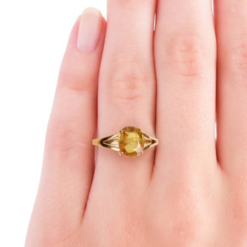 Buy GII Certified 3.96 CTS YELLOW SAPPHIRE (PUKHRAJ) GEMSTONE RING Online